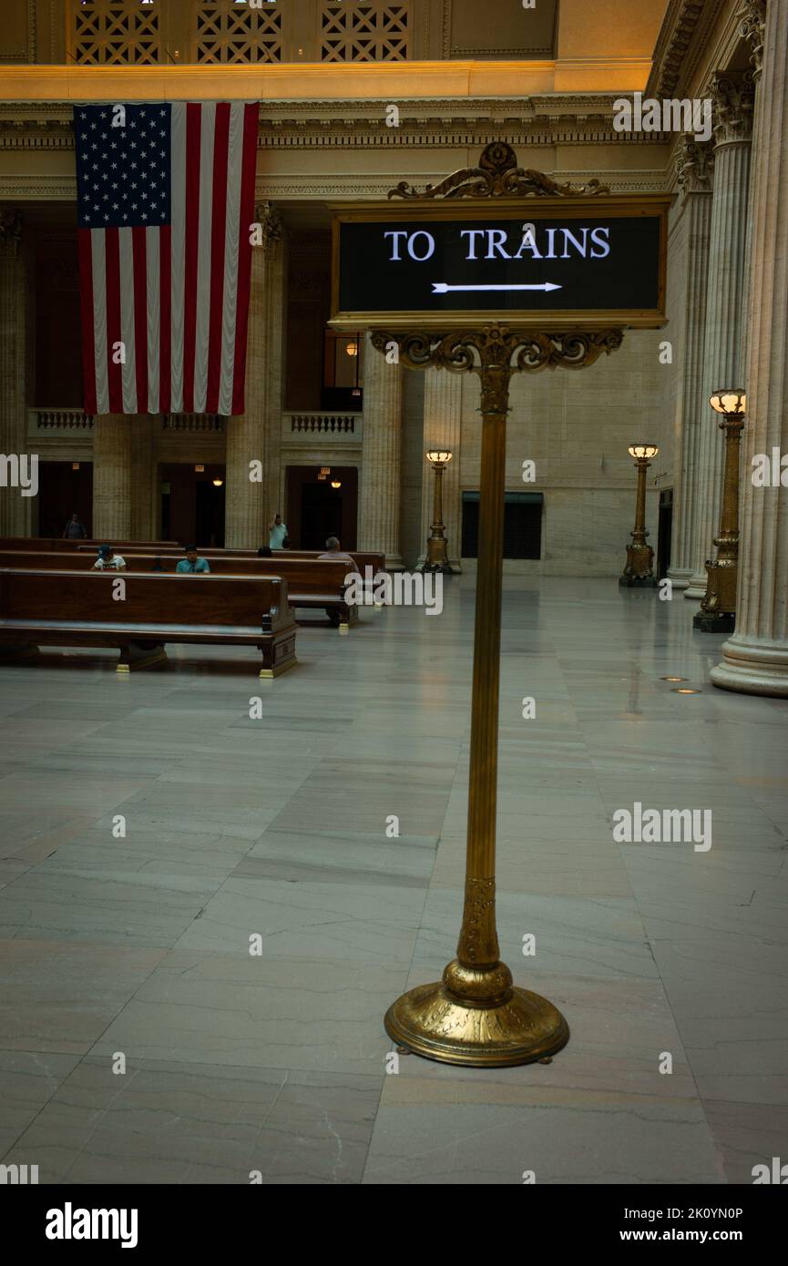 A signage going to train in the station Stock Photo - Alamy