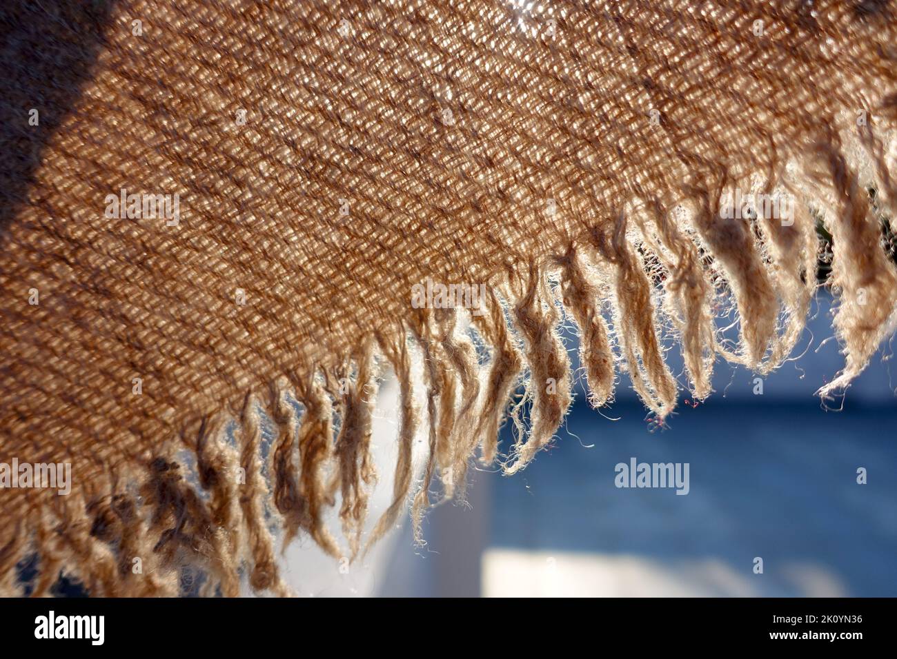 A close up shot of khaddar or khadi, cotton fabric cloth in detail ...