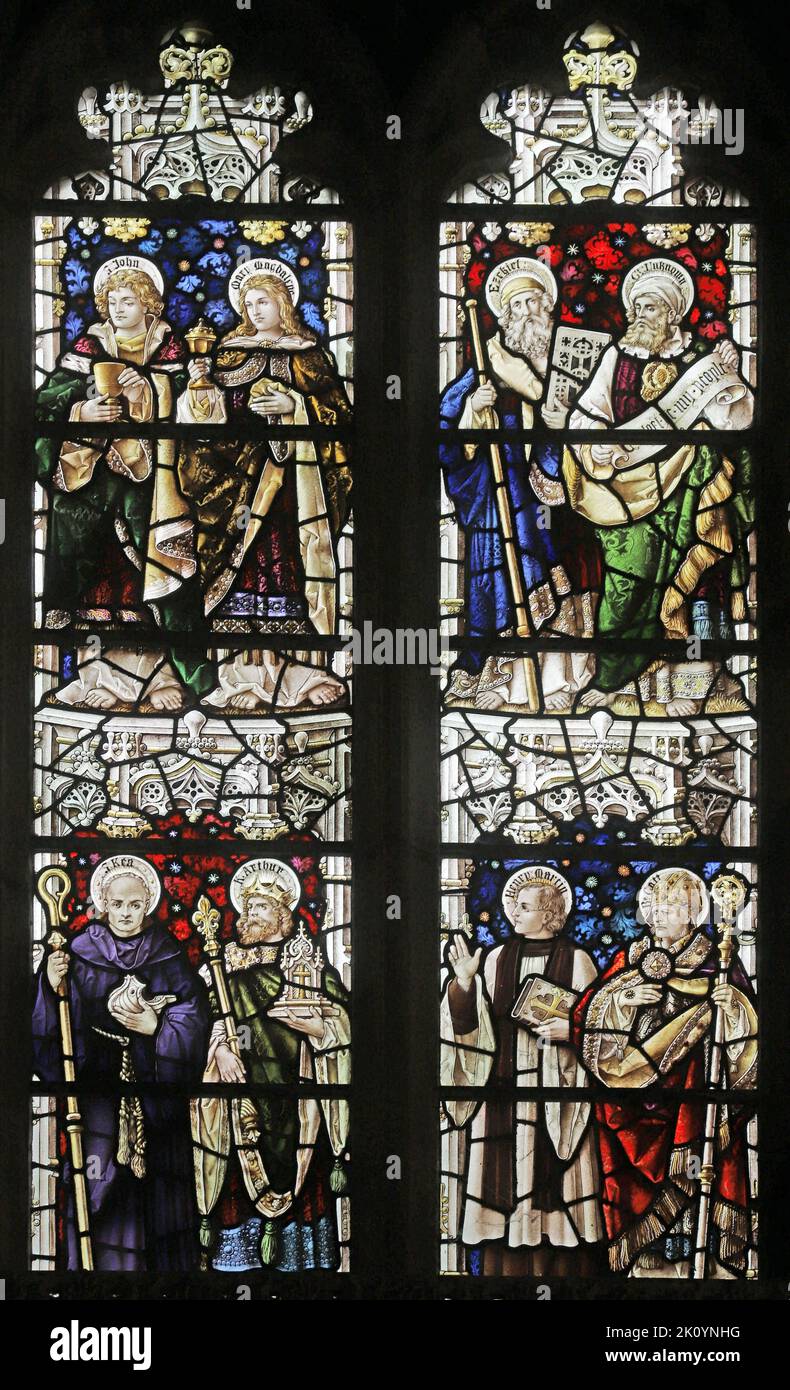Stained glass window by Percy Bacon depicting Christian Saints and Doctors of the Church, All ...