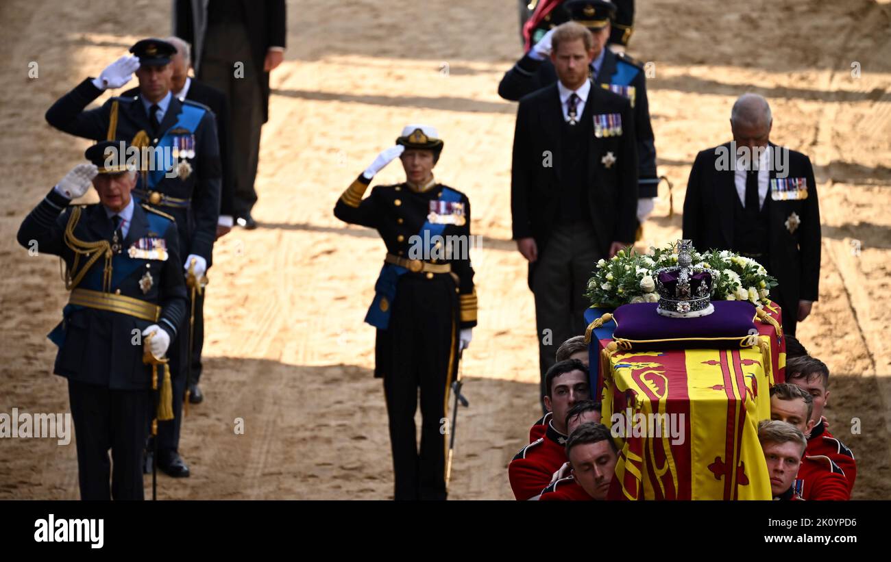 (left to right) King Charles III, the Prince of Wales, and the Princess ...
