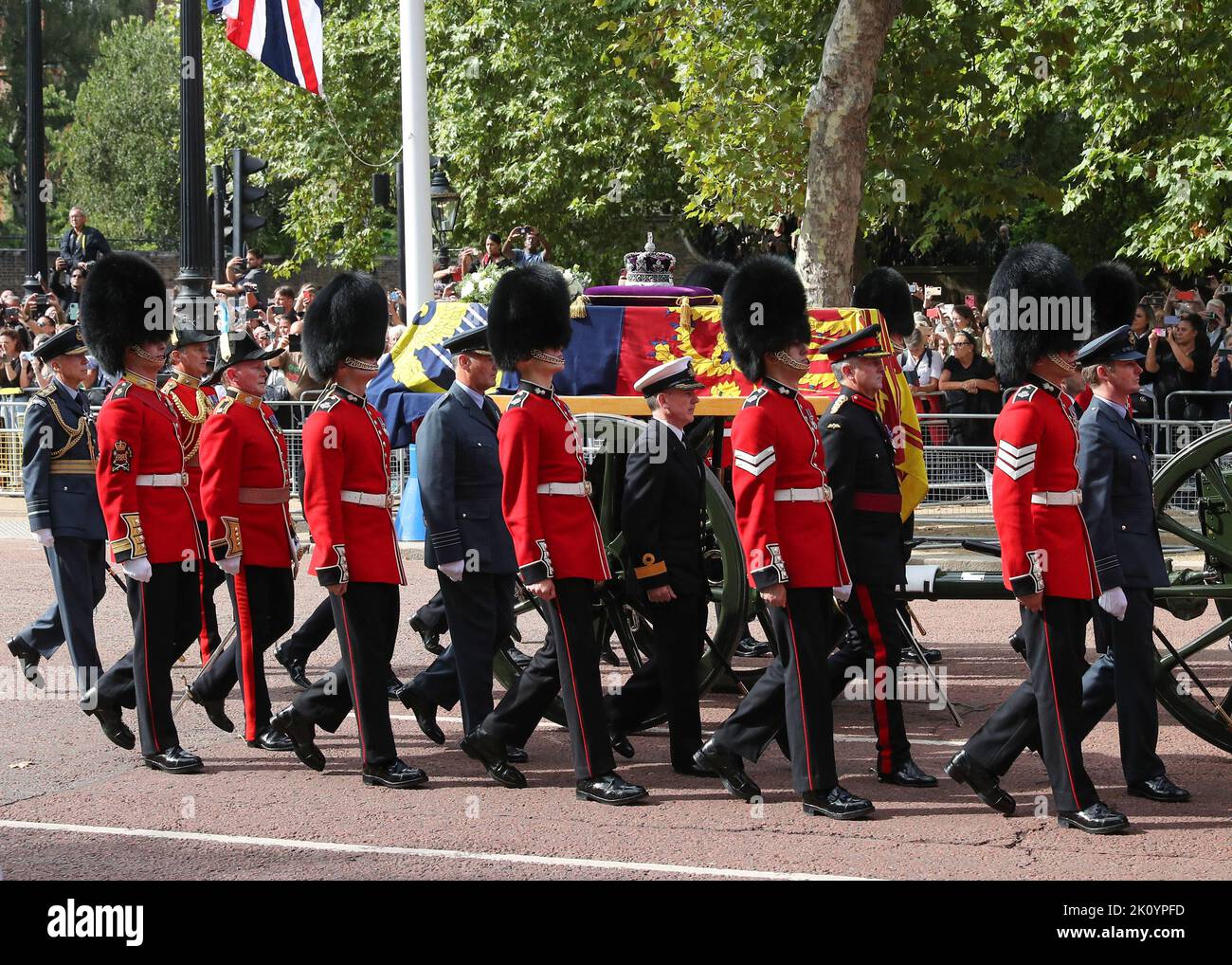 London UK 14th September 2022. Queen Elizabeth II coffin pulled on a ...
