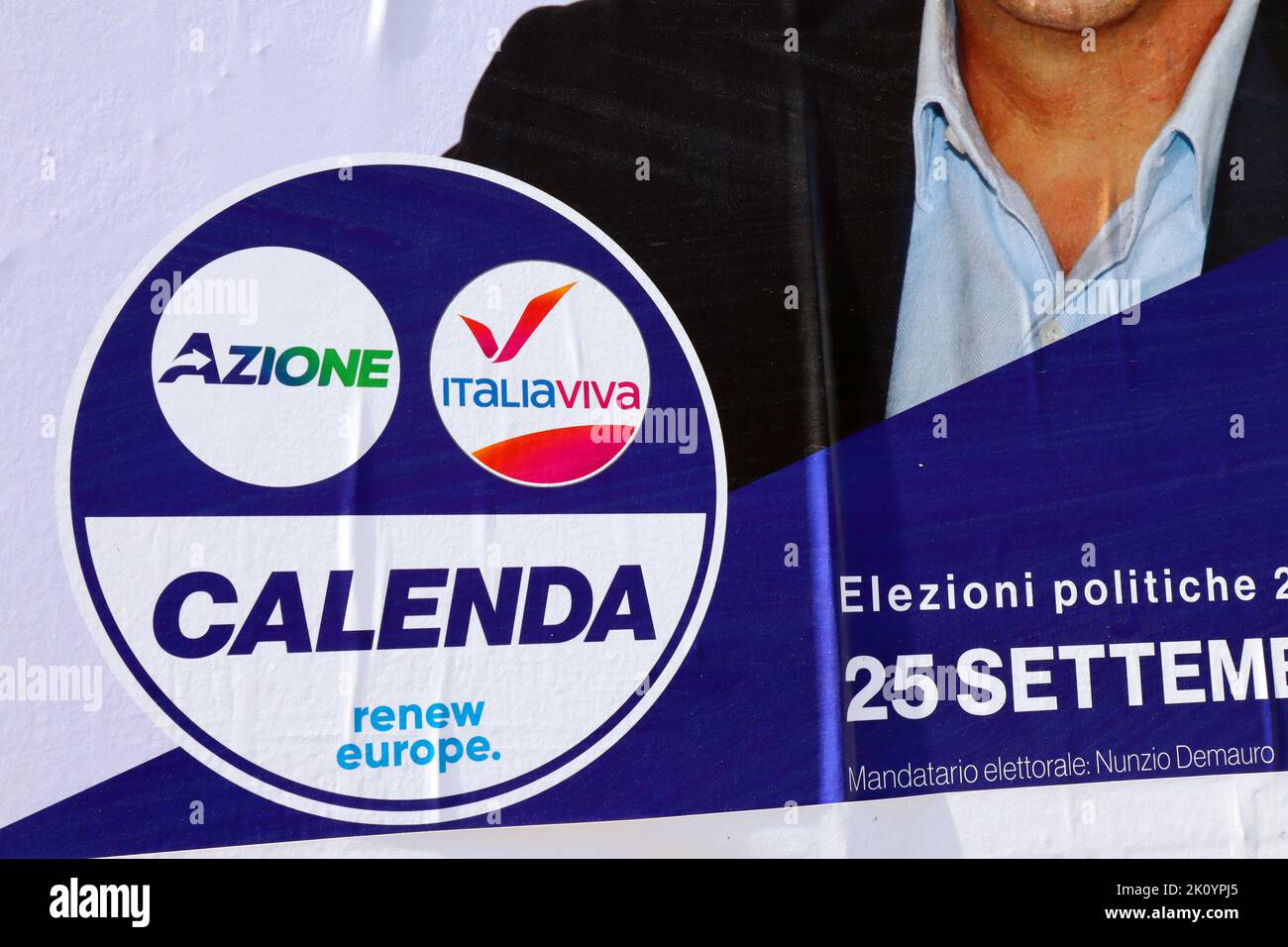 Detail of Italian Election wall poster of Azione and ItaliaViva with ...