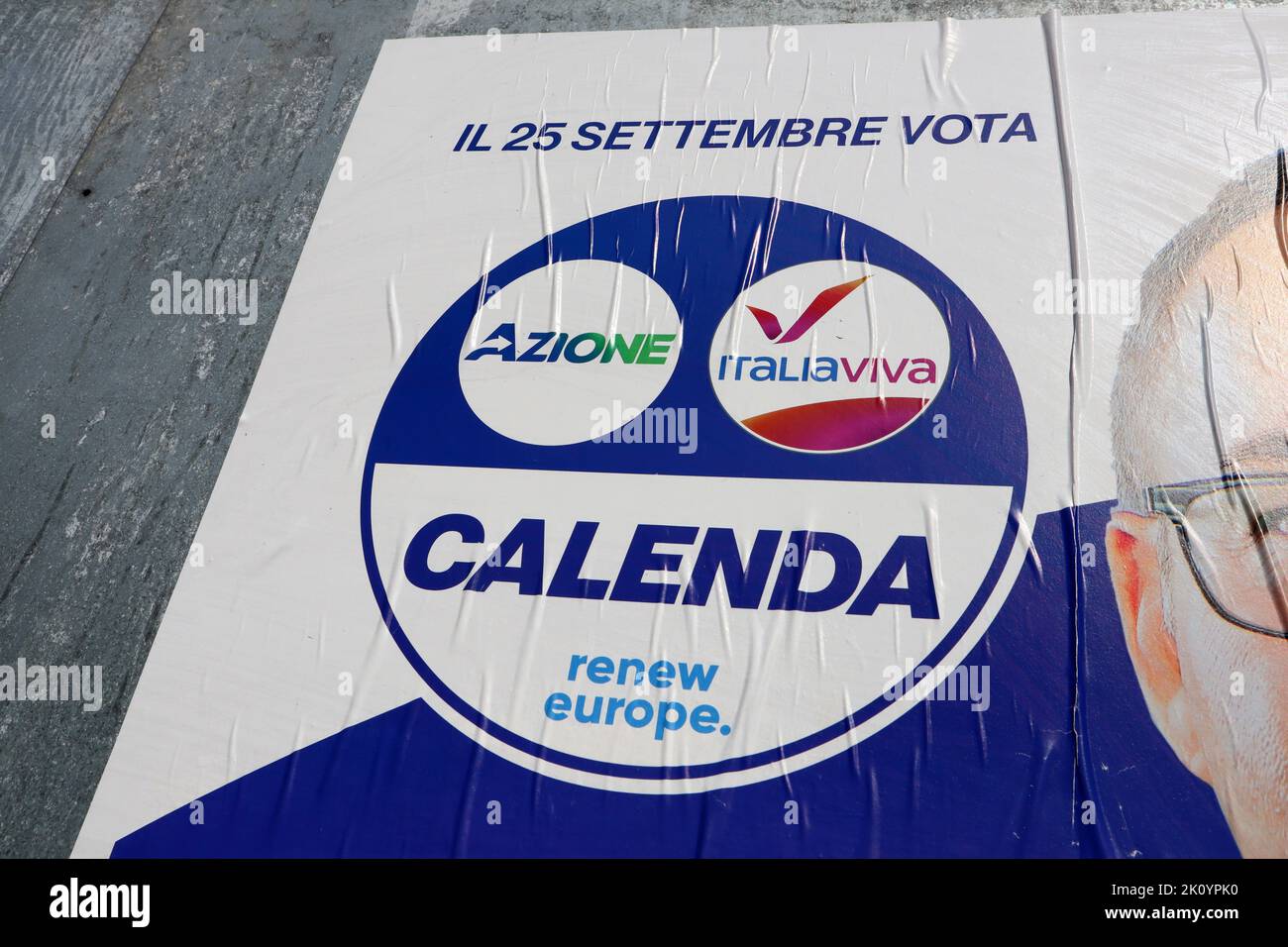 Detail of Italian Election wall poster of Azione and ItaliaViva with ...