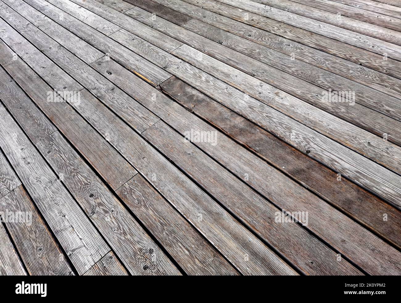 Natural grey surface from wood boards. Decking tiles. Horizontal view ...