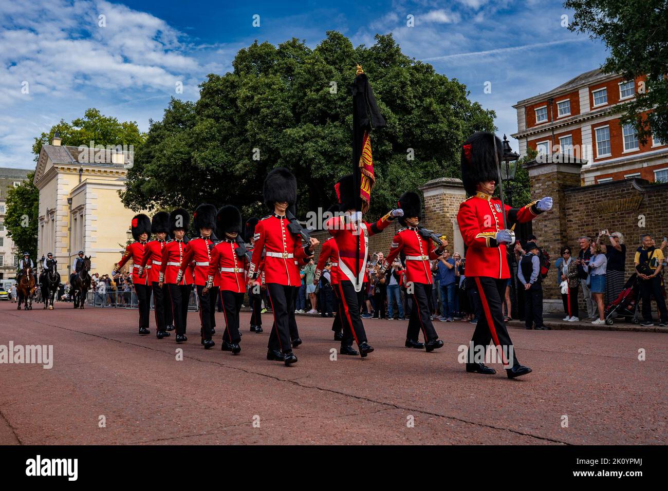 Royal guards march on Marlborough Street as part of ceremonies after ...