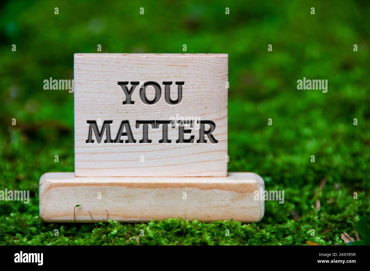 You matter text on wooden block with green nature background ...