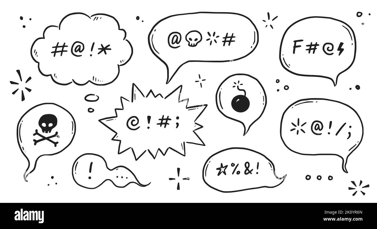 Swear word speech bubble set. Curse, rude, swear word for angry, bad ...