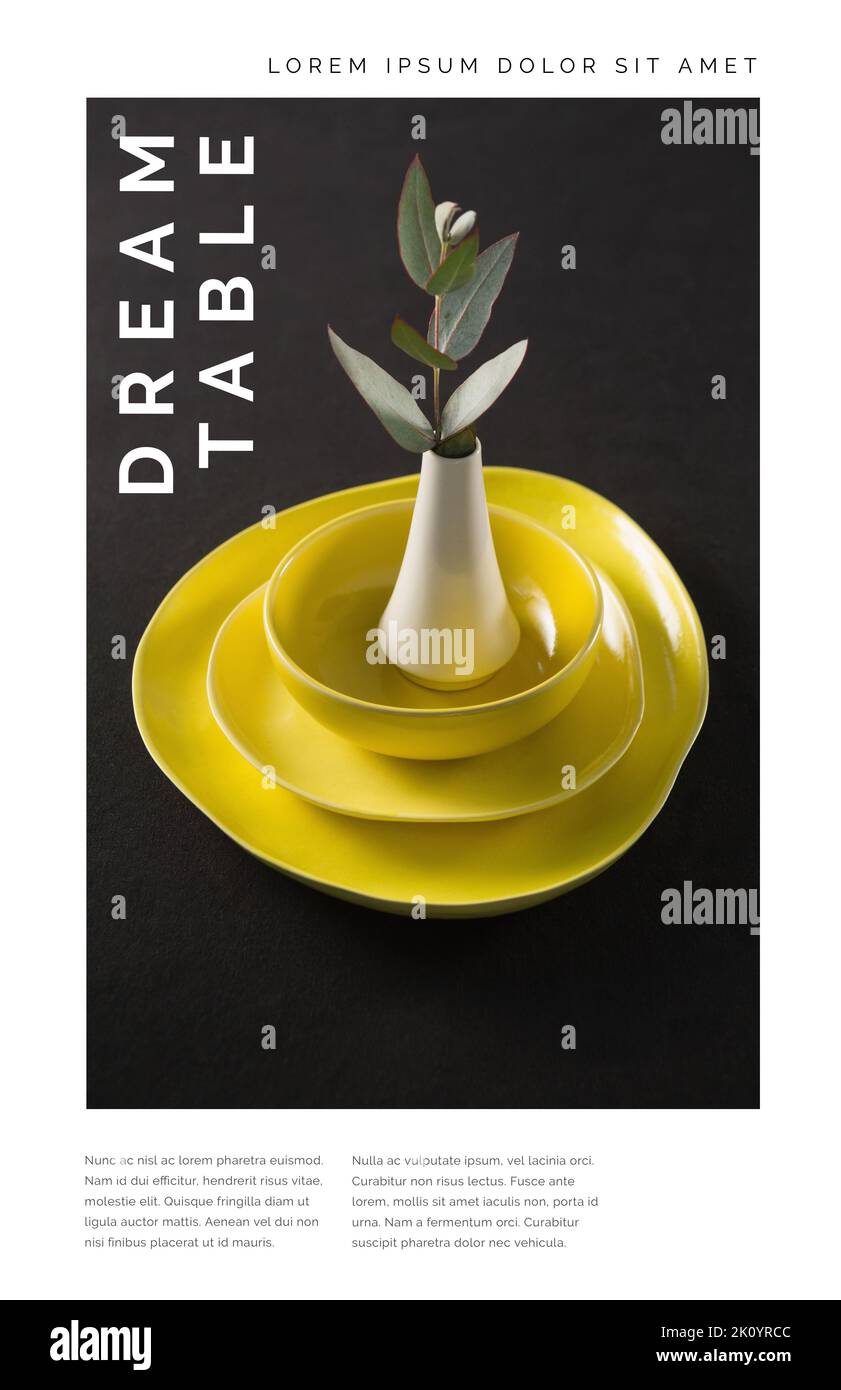 Composition of dream table text over plant and bowls Stock Photo - Alamy