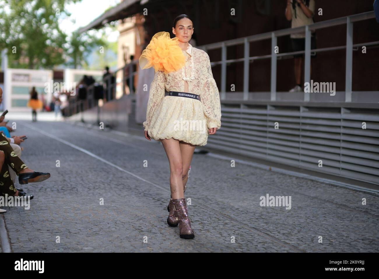 Madrid, Spain. 14th Sep, 2022. A model walks the runway wearing a ...