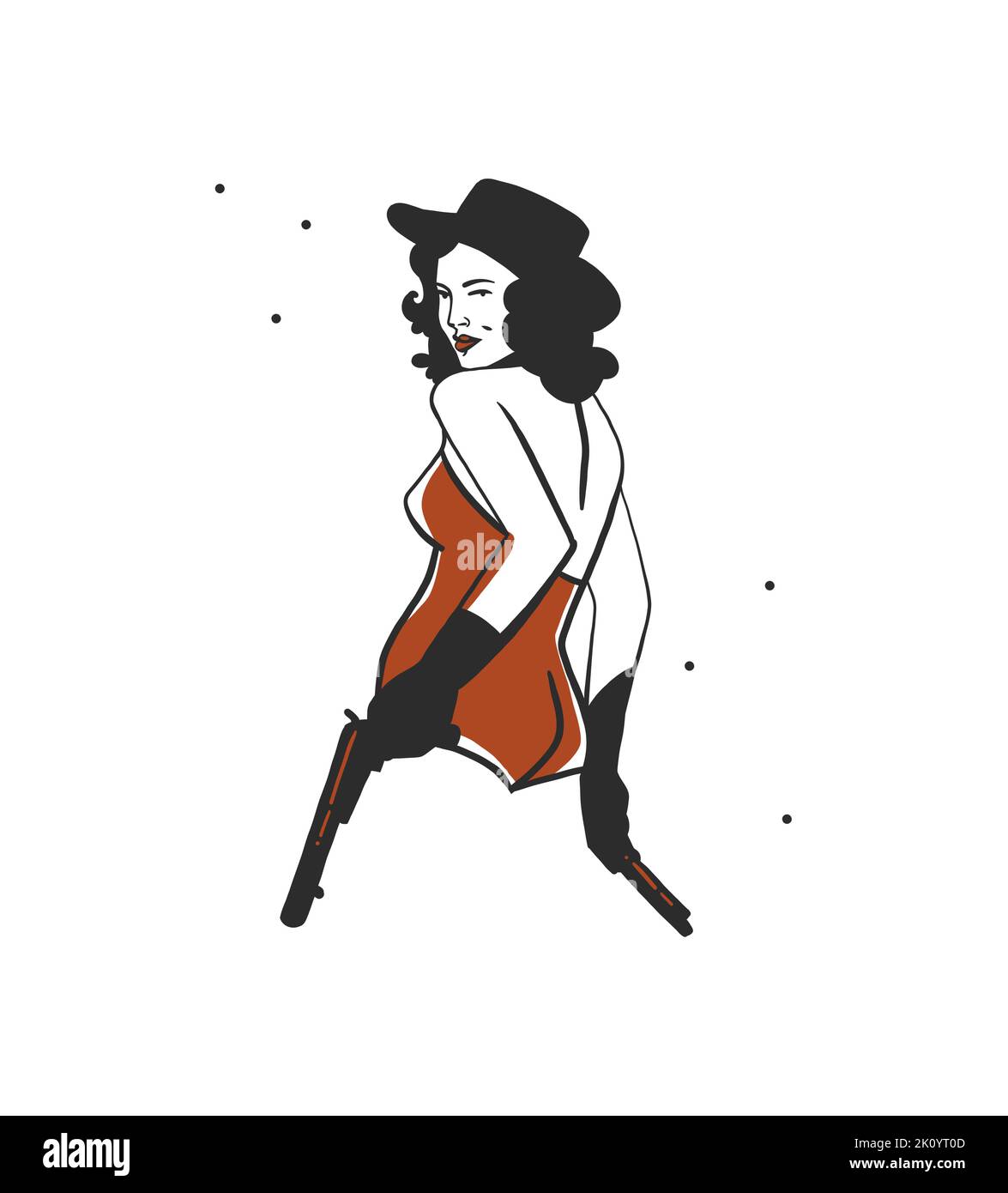 Hand Drawn Abstract Vector Graphic Clipart Illustration Boho Cowgirl In