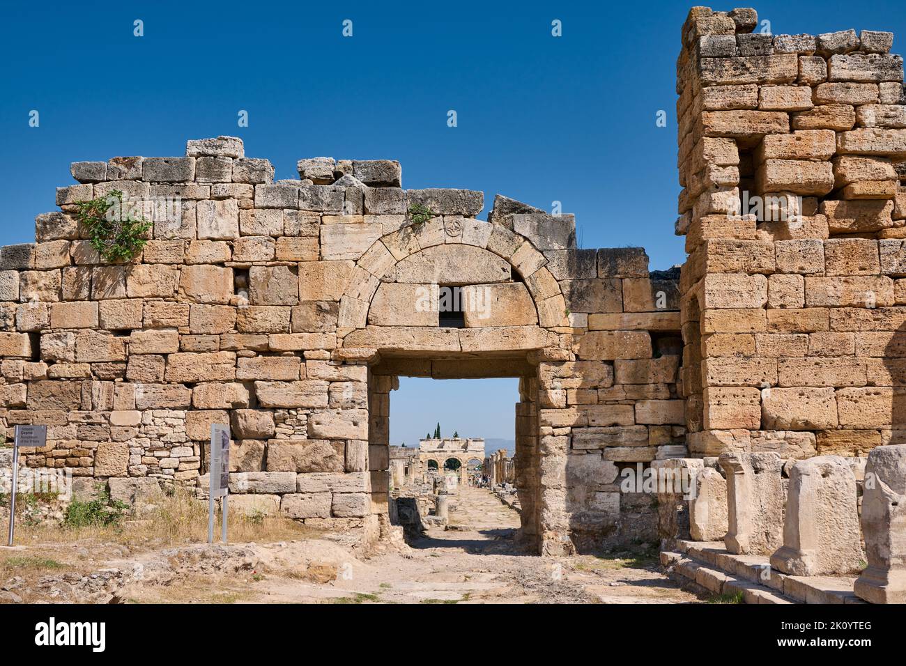 Byzantine gate in Greek Hierapolis Pamukkale Archeological Site ...