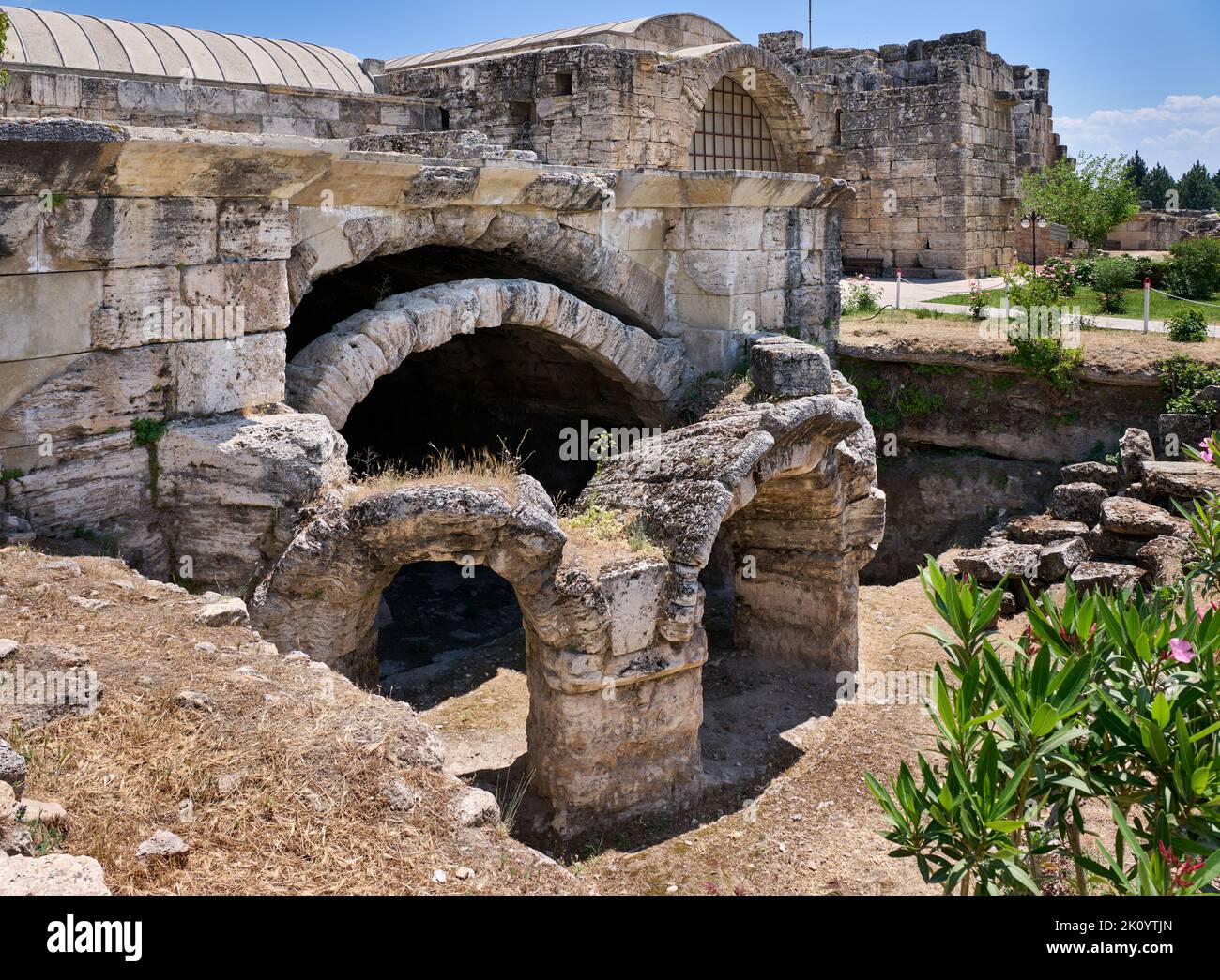 ruins of Great baths in Greek Hierapolis Pamukkale Archeological Site ...