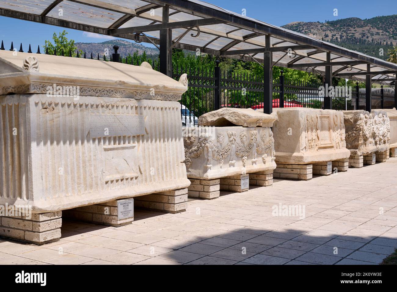 inside museum of Greek Hierapolis Pamukkale Archeological Site ...