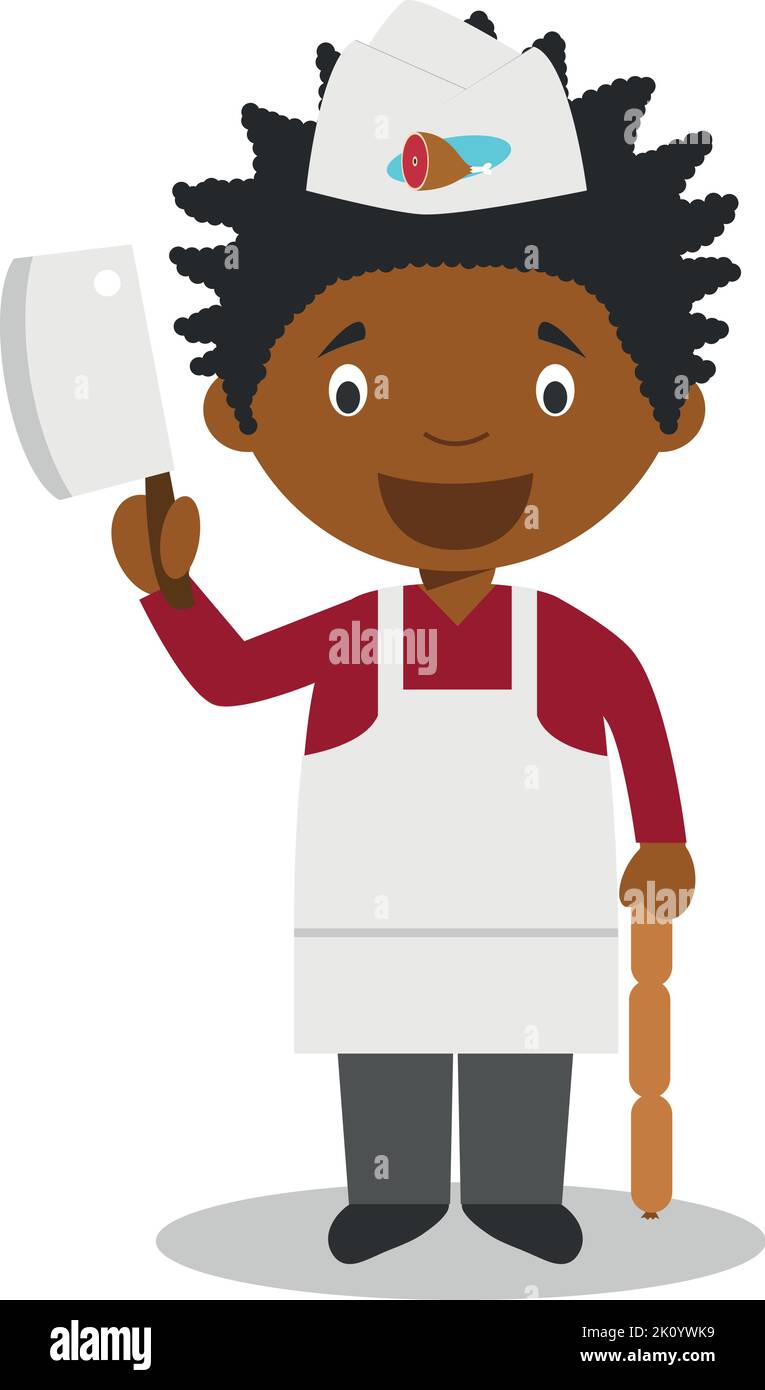 Cute cartoon vector illustration of a black or african american male ...