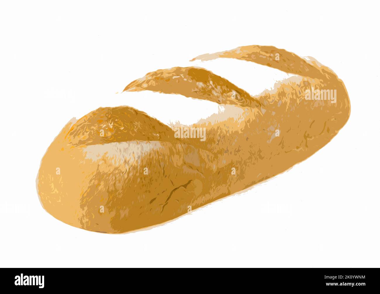 One single big whole loaf of white wheat bread. Illustration. White ...