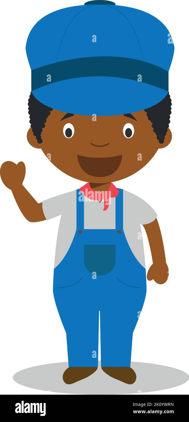 Cute cartoon vector illustration of a black or african american male ...