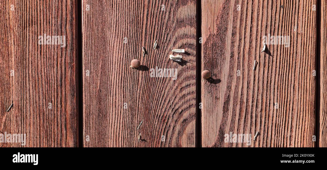 an empty bulletin board made of old wooden boards Stock Photo - Alamy
