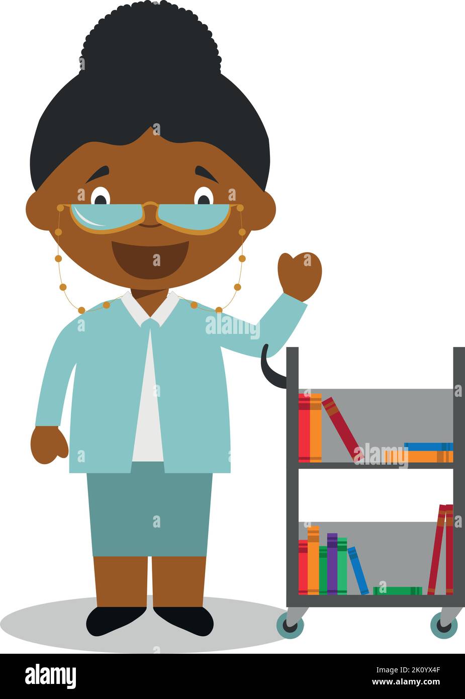 Cute cartoon vector illustration of a black or african american ...