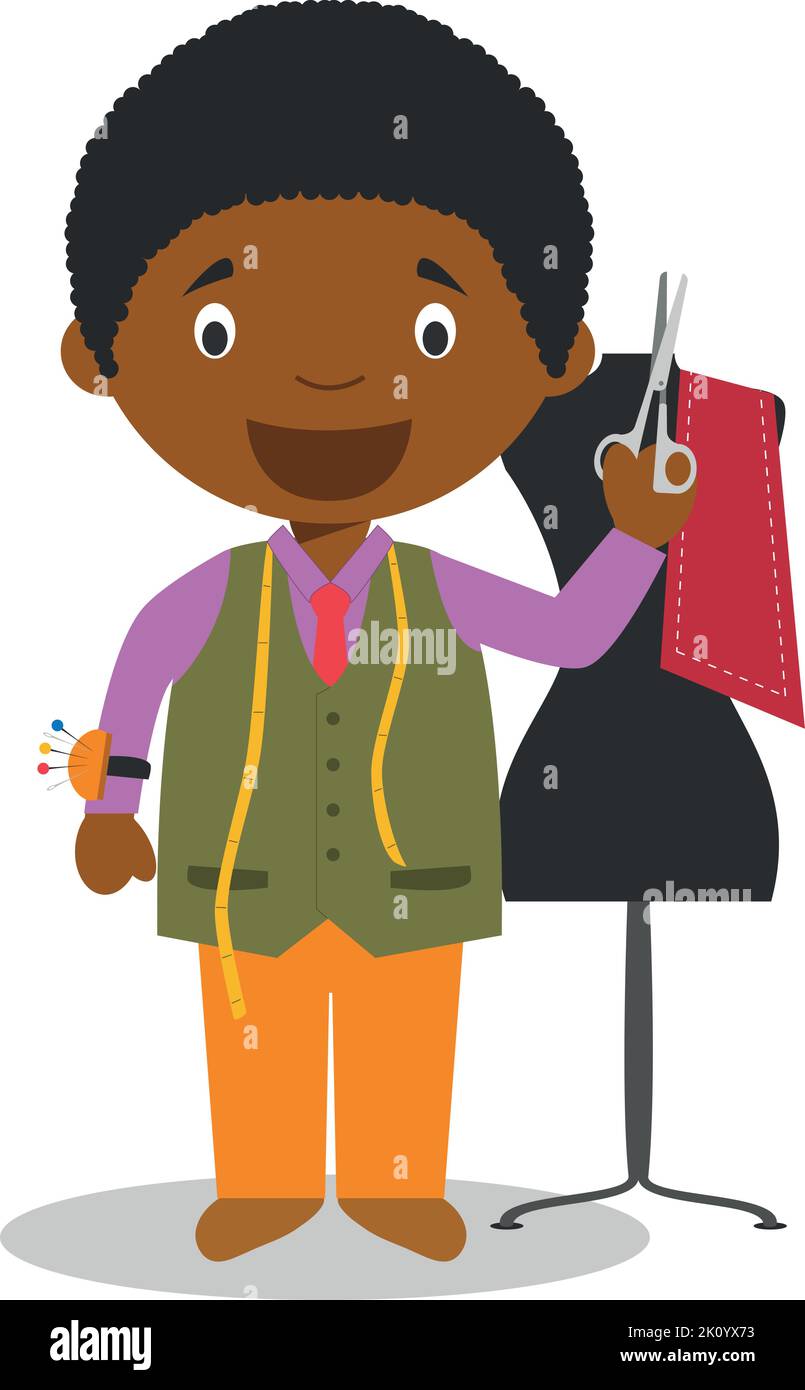 Cute cartoon vector illustration of a black or african american male ...