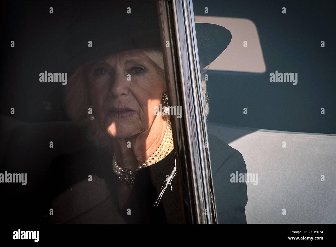 The Queen Consort during the ceremonial procession of the coffin of ...