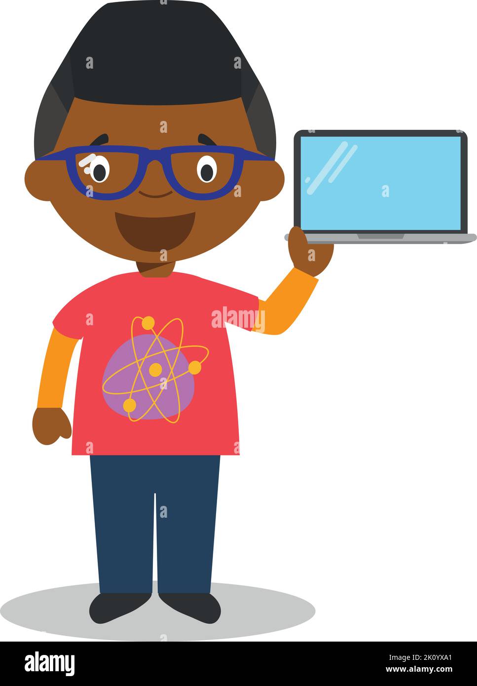 Cute cartoon vector illustration of a black or african american male ...