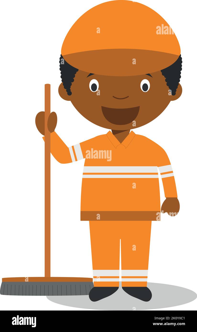 Cute cartoon vector illustration of a black or african american male ...