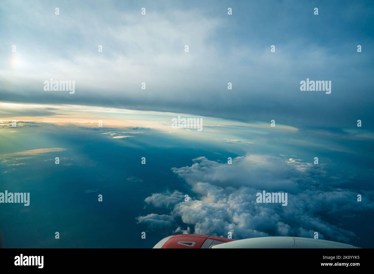 Panoramic aerial view. landscape view from airplane window. Airliner ...