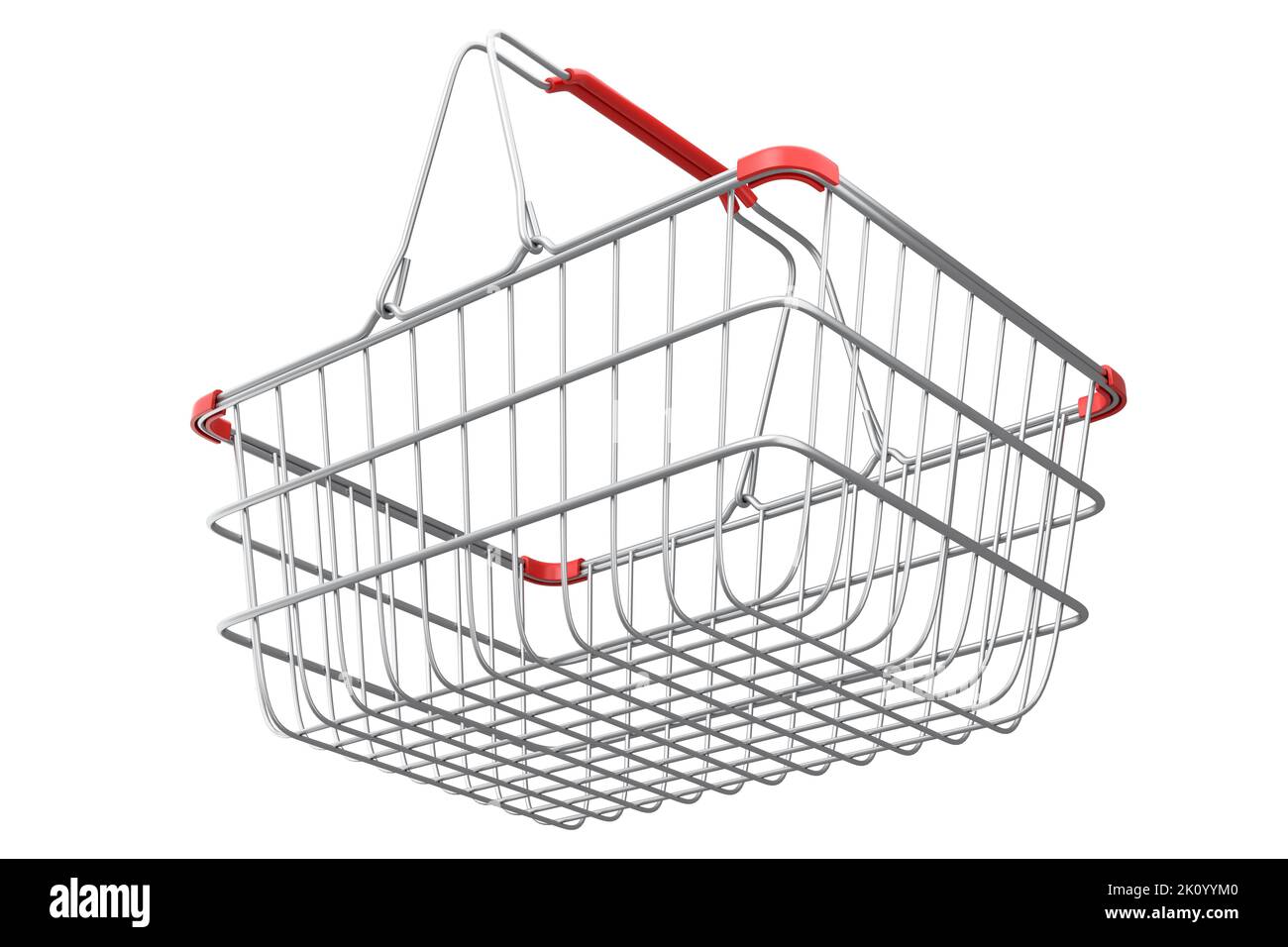 Metal wire shopping basket from supermarket on white background. 3d ...