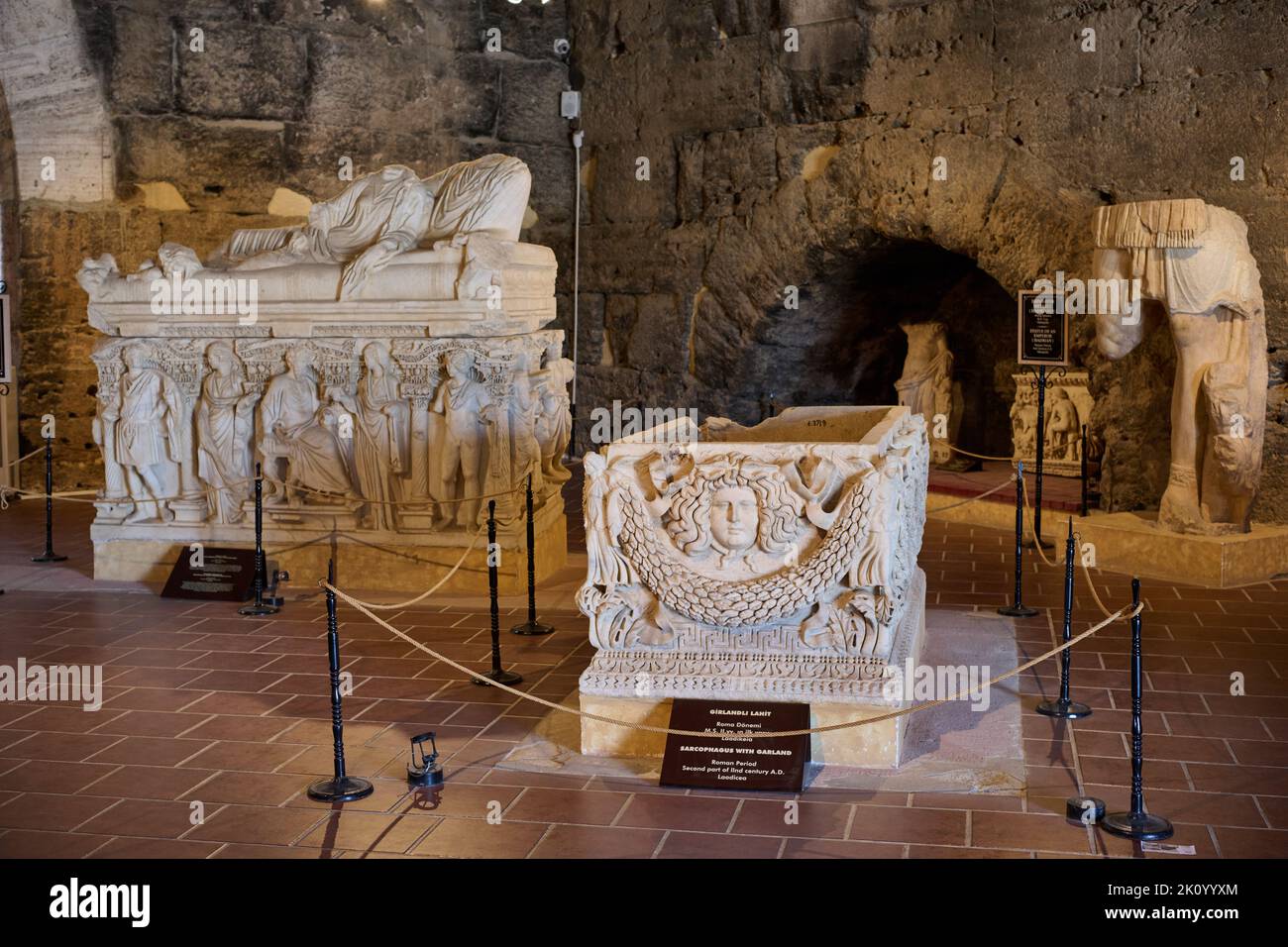 inside museum of Greek Hierapolis Pamukkale Archeological Site ...