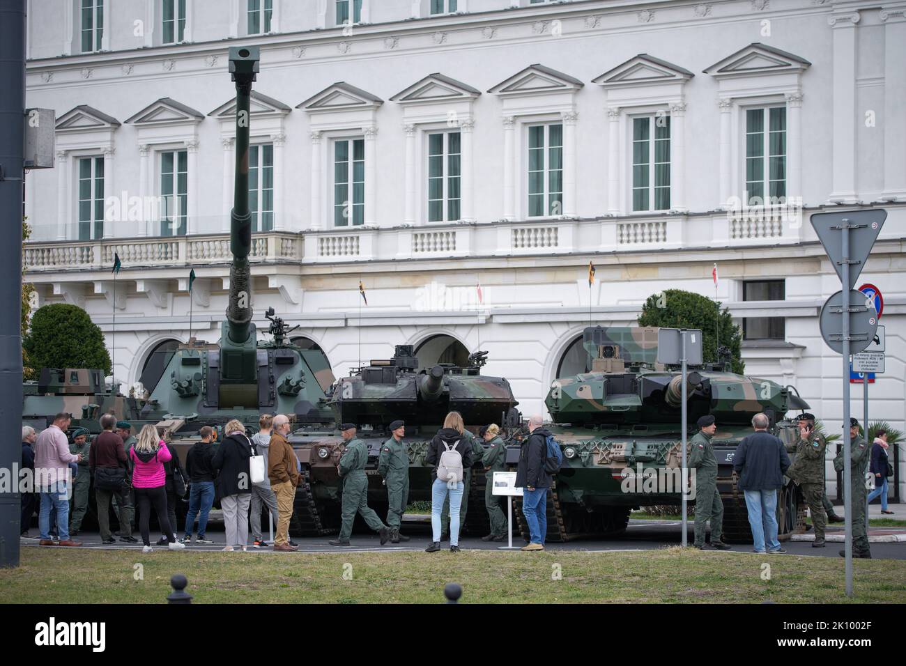 Polish Army tanks are seen near Pilsudski Square in Warsaw, Poland on ...