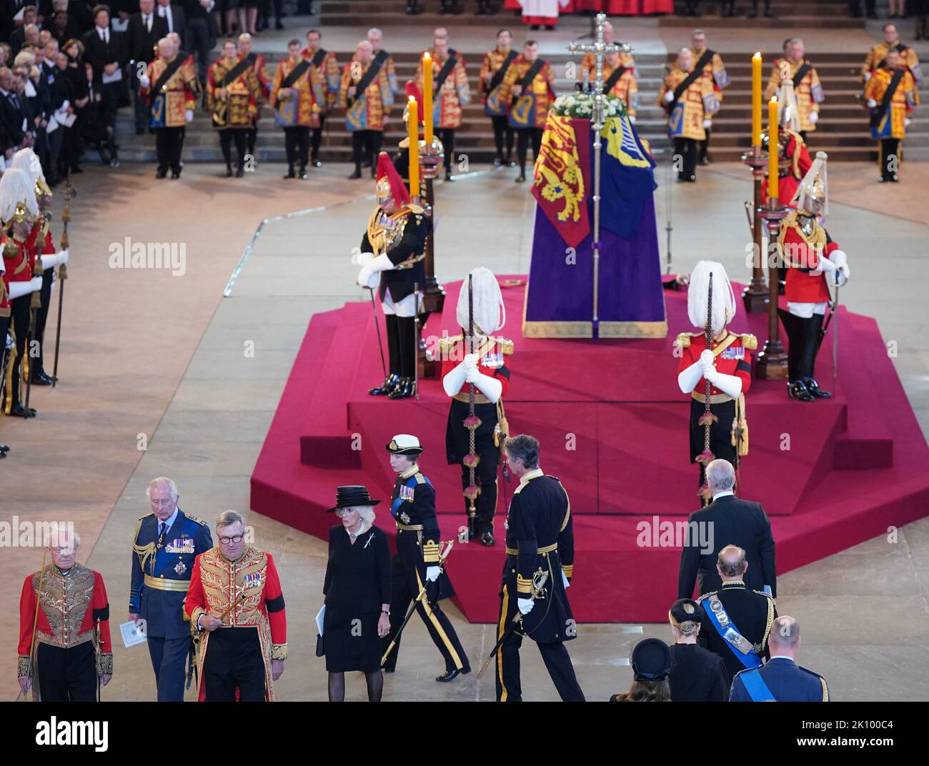 The royal family (bottom, from second left) King Charles III, an ...