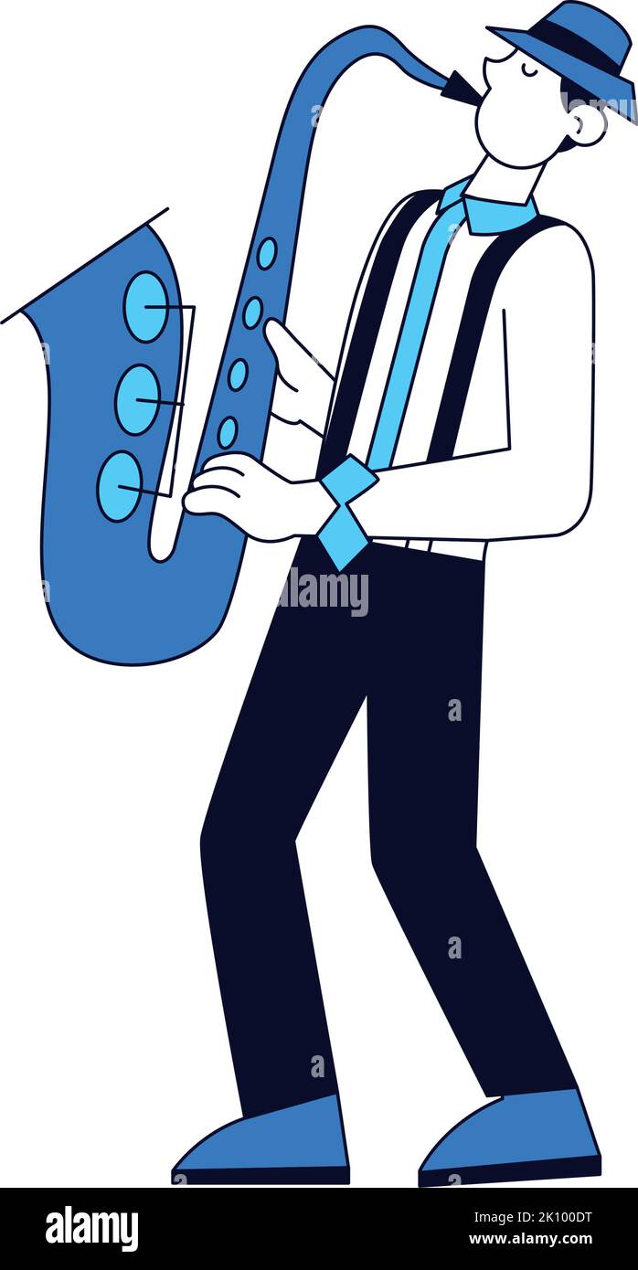 Isolated male character playing saxophone Vector Stock Vector Image ...