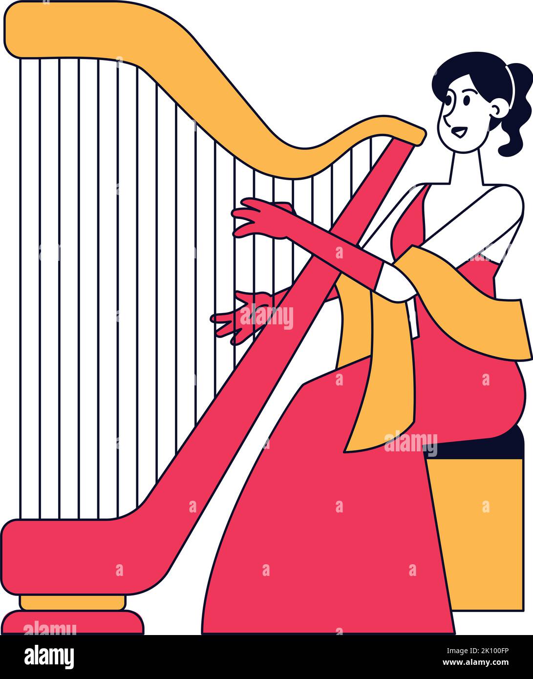 Isolated cute female character playing harp Vector Stock Vector Image ...