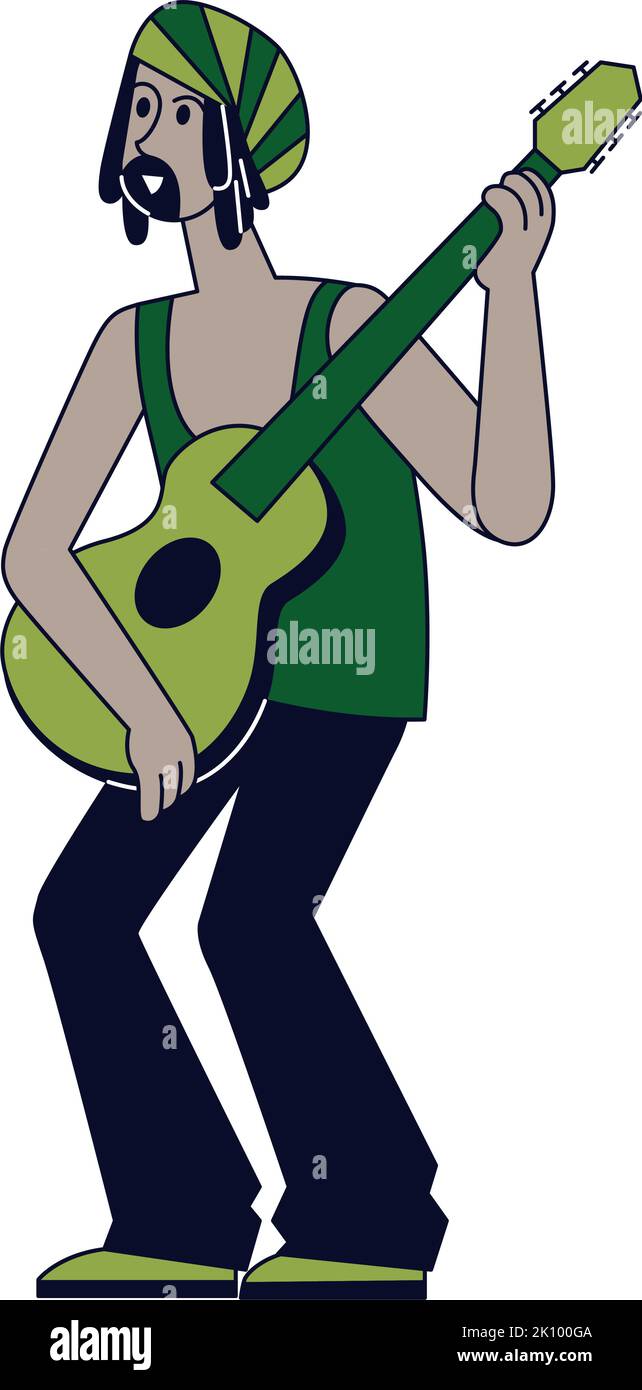 Isolated cute male character playing guitar samba music Vector Stock ...