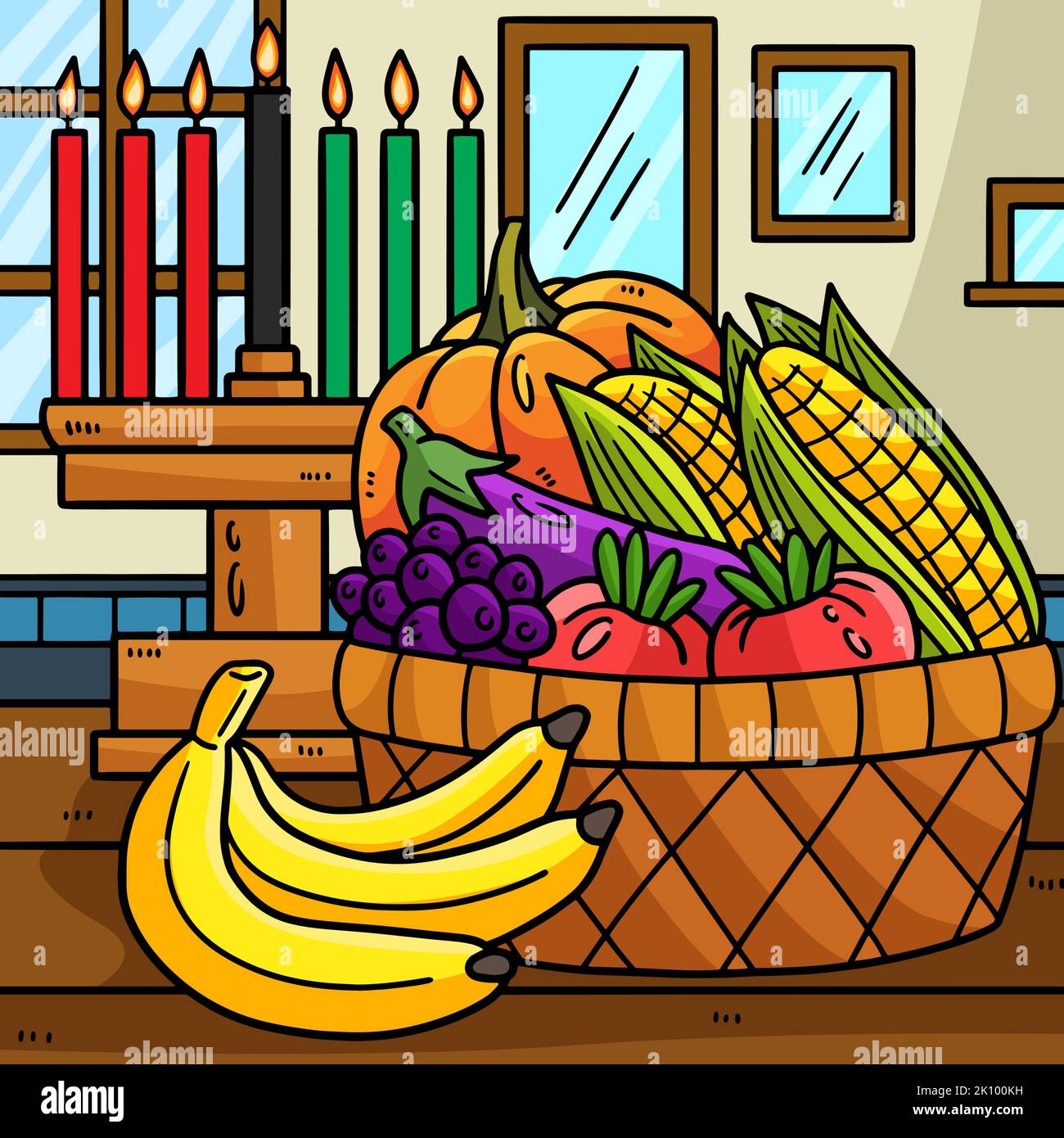 Kwanzaa Mazao and Kinara Colored Cartoon Stock Vector Image & Art - Alamy