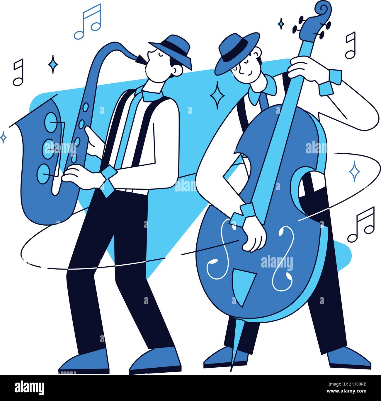 Pair of male characters playing jazz music concept Vector Stock Vector ...