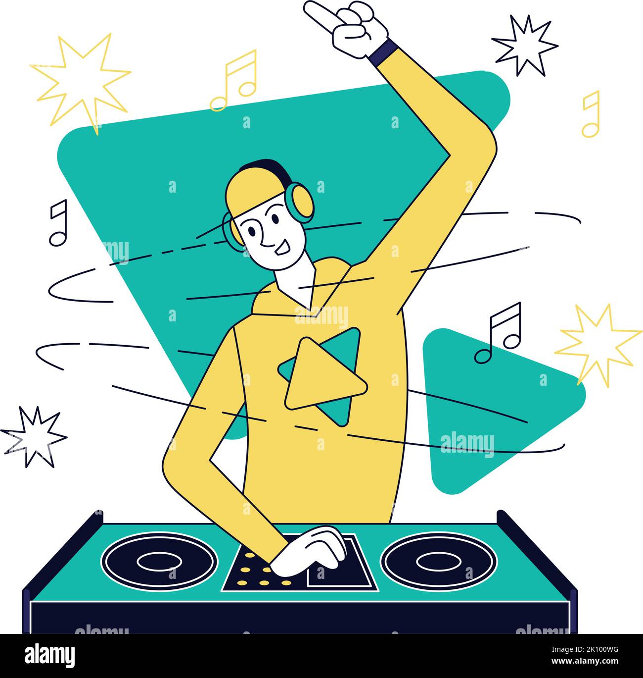 Portrait young male dj playing Stock Vector Images - Alamy