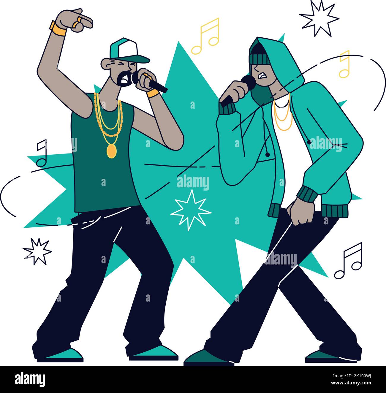 Isolated pair of male characters playing rap music concept Vector Stock ...