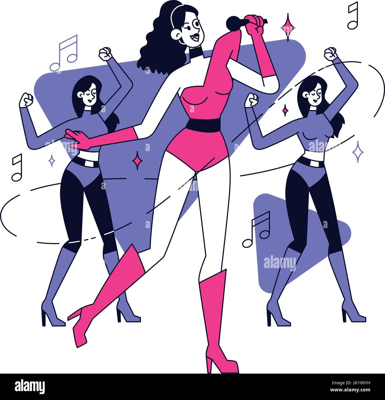 Isolated group of girls playing pop music concept Vector Stock Vector ...