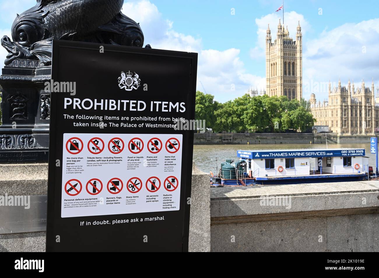 London, UK. 14th September 2022. London, UK.Sign informing the public ...