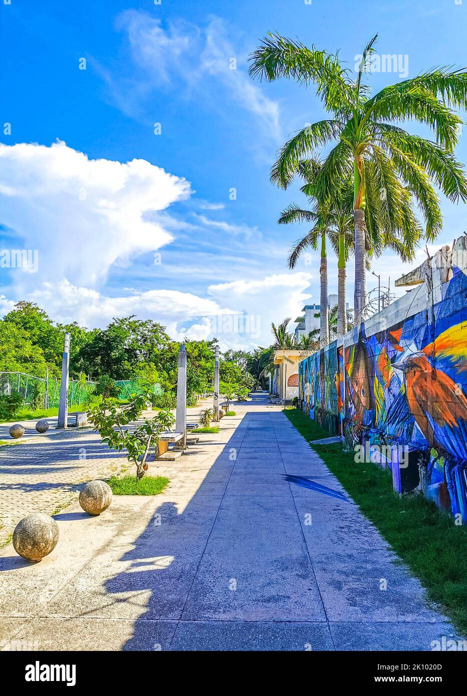 Playa del Carmen Mexico 04. July 2022 Typical pedestrian street road ...