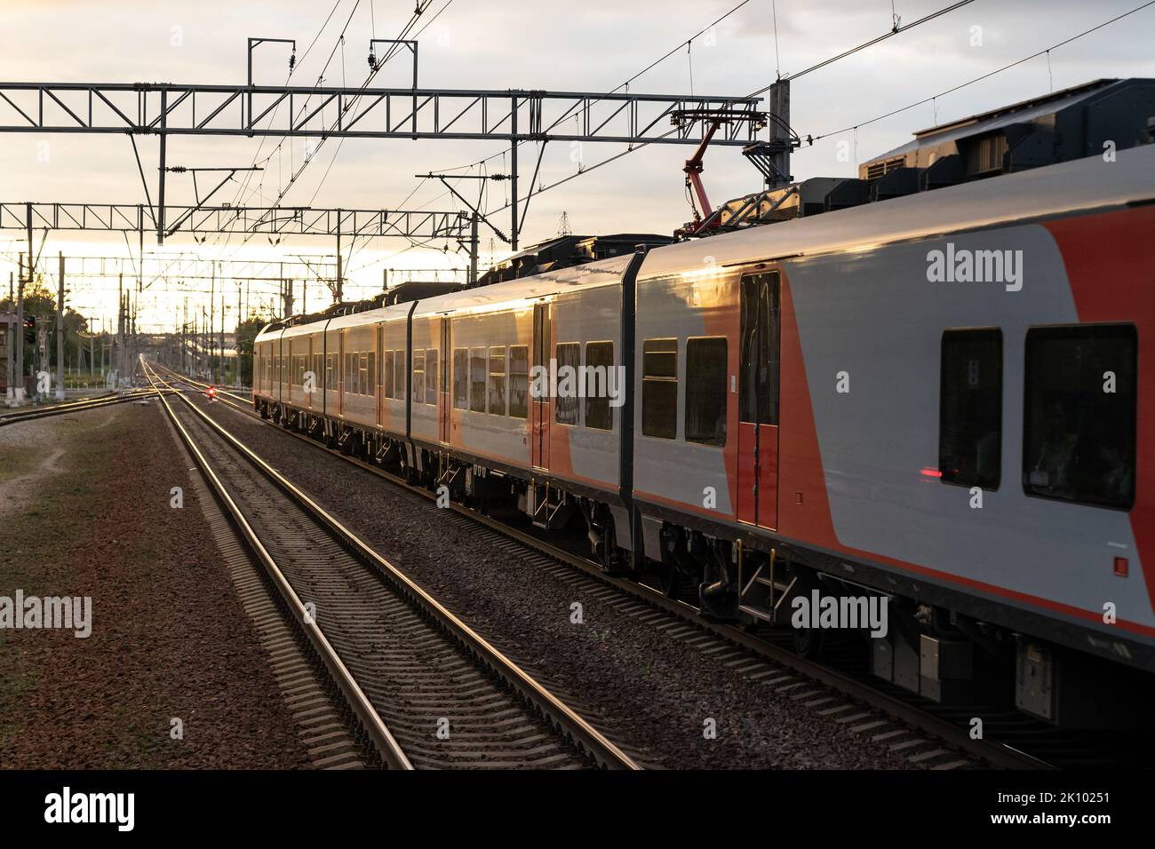 Express train leaves station reaching new destination to pick up and ...