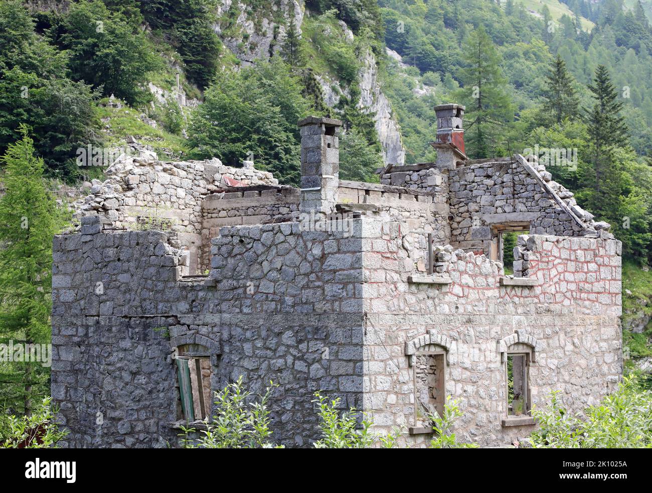 rubble of the ancient uninhabited stone house destroyed by the ...