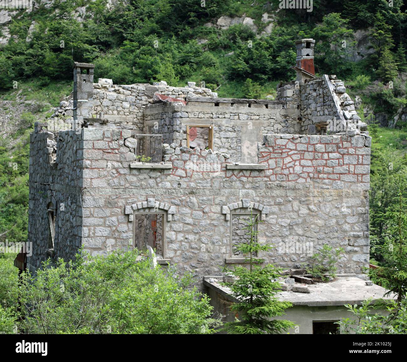 rubble of the ancient uninhabited stone house destroyed by the ...