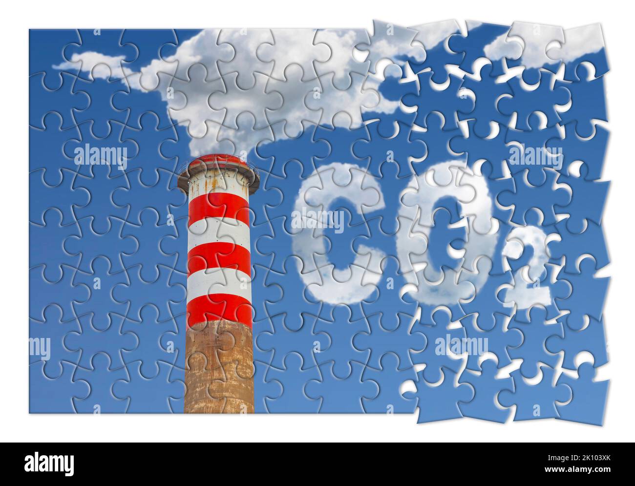 High concrete chimney emits Co2 into the atmosphere - concept image in ...