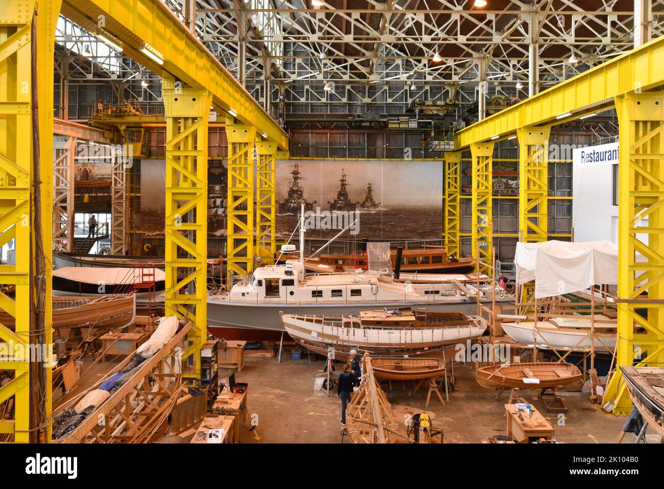 Interior of Boathouse 4 at Portsmouth's historic dockyard in England ...