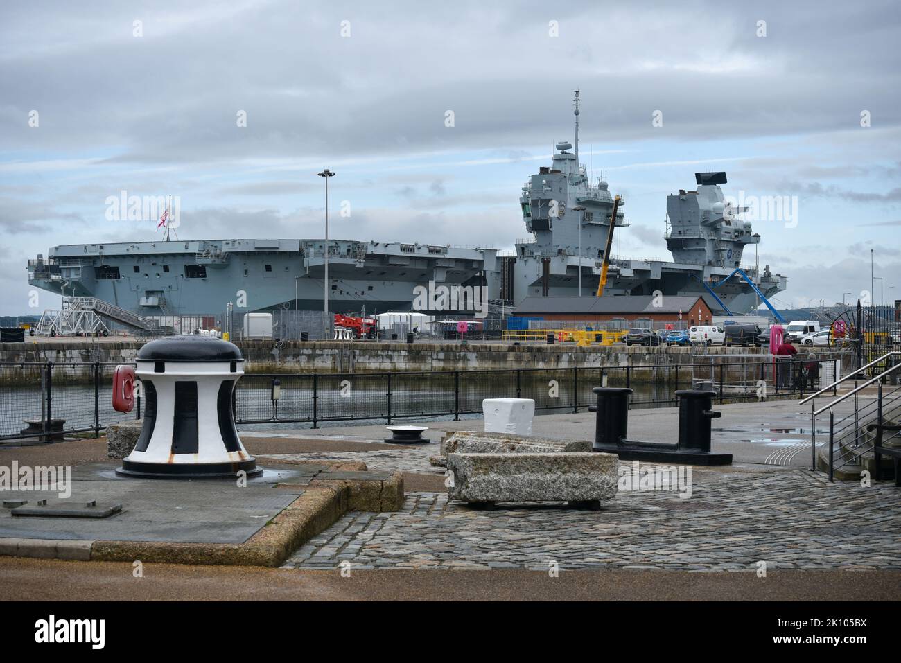 The British aircraft carrier HMS Prince of Wales docked in Portsmouth ...