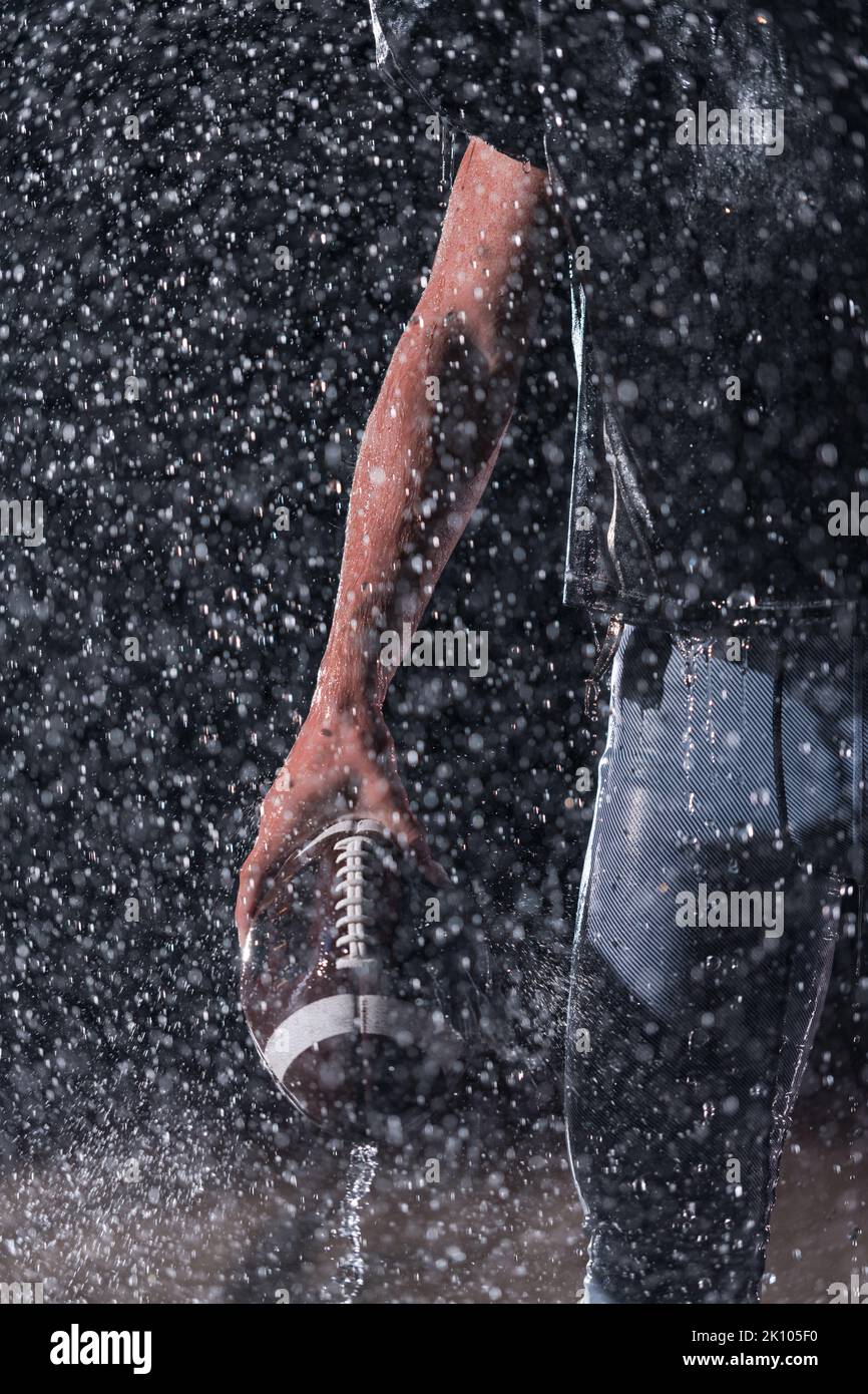 American Football Field: Lonely Athlete Warrior Standing on a Field ...