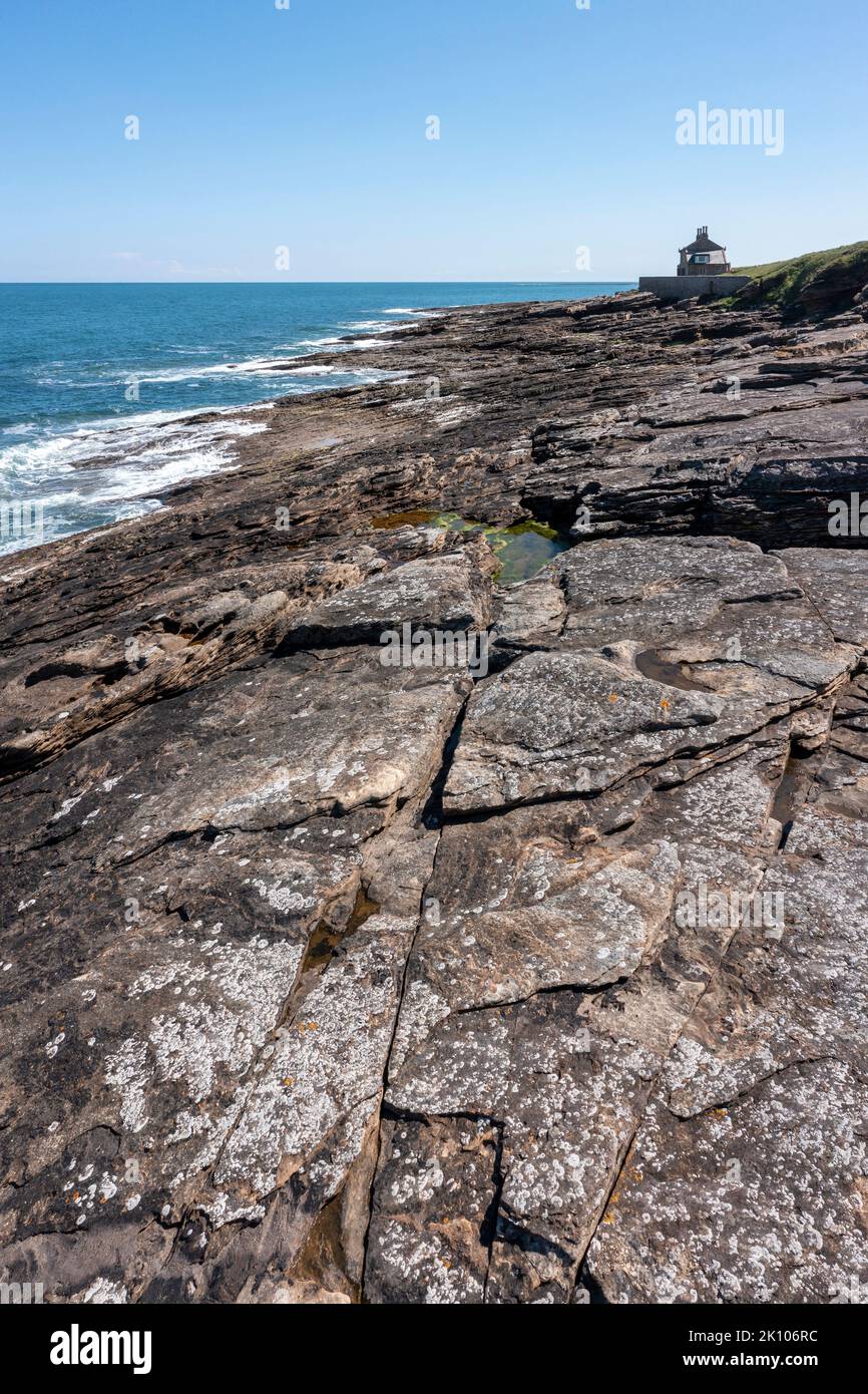 rumbling kern northumberland coast and the bathing house elevated view ...