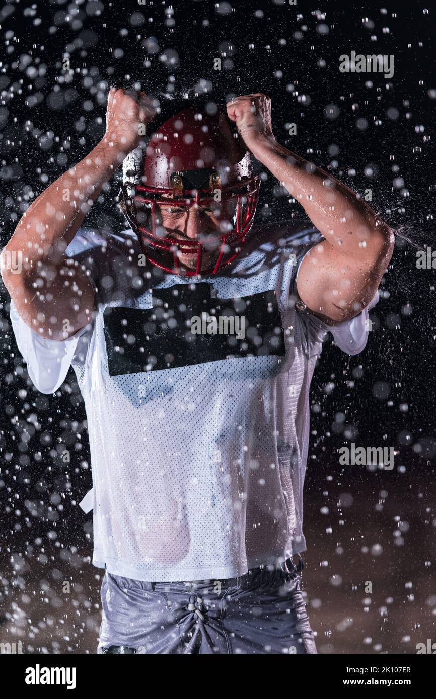 American Football Field: Lonely Athlete Warrior Standing on a Field ...